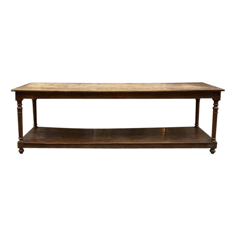 Antique French Warm Brown Drapery Console Table For Sale at 1stDibs