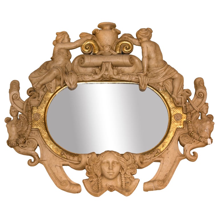 Classical style mirror. Marble dust mix. 20th century. For Sale at 1stDibs