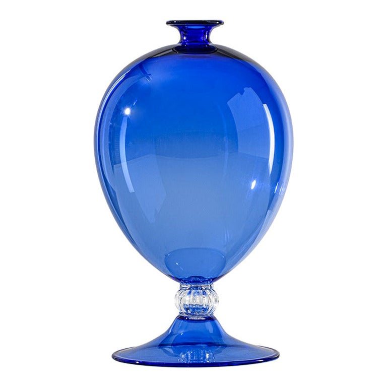 21st Century Veronese Glass Vase in Crystal/Sapphire by Vittorio ...