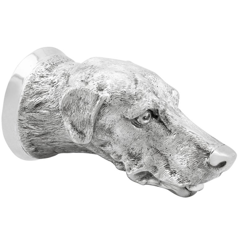 Sterling Silver Dog Head Stirrup Cup For Sale at 1stDibs