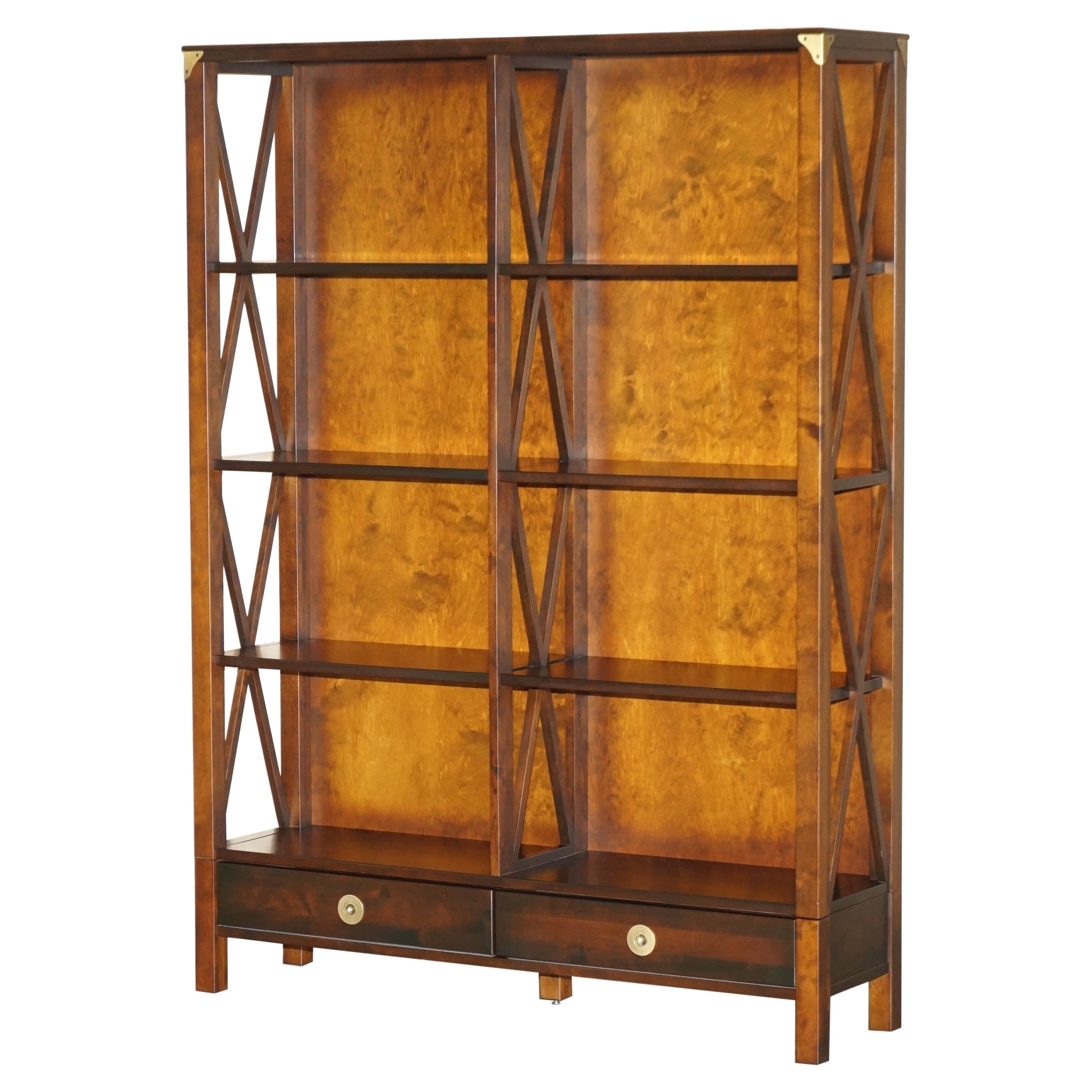 Polished Teak Folding Campaign Bookcase For Sale at 1stDibs
