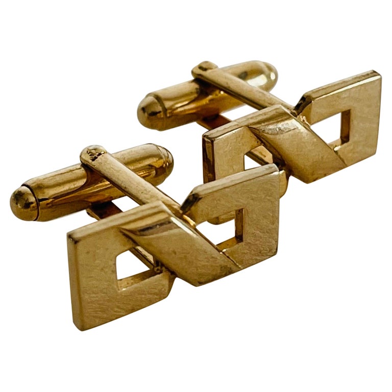 1960s Rectangular Gold Cufflinks, Pr For Sale at 1stDibs