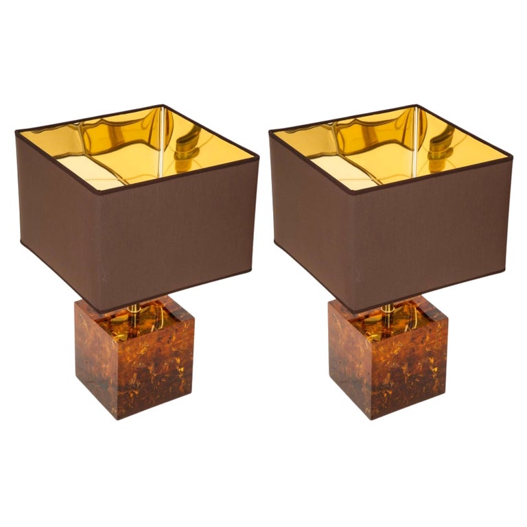 Pair of Handcrafted Tortoise Shell Style Cube Fractal Resin Bronze ...