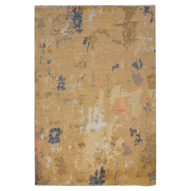 Contemporary Wool and Silk Rug, Multicolor Design For Sale at 1stDibs
