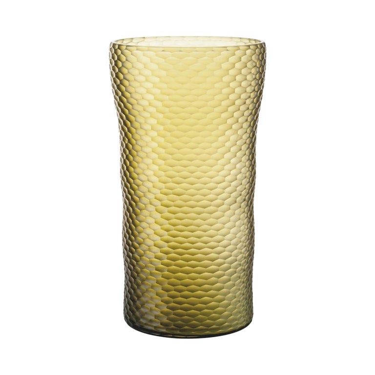 21st Century Battuto a Nido D'ape Vase in Straw-Yellow by Carlo Scarpa ...