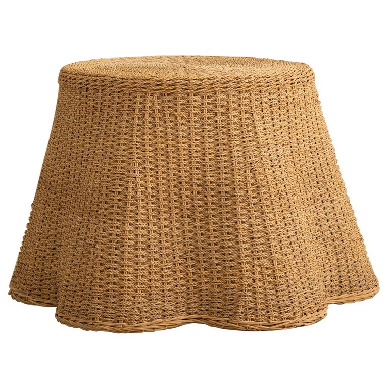 Trompe L’oeil Draped Wicker Side Table at 1stDibs