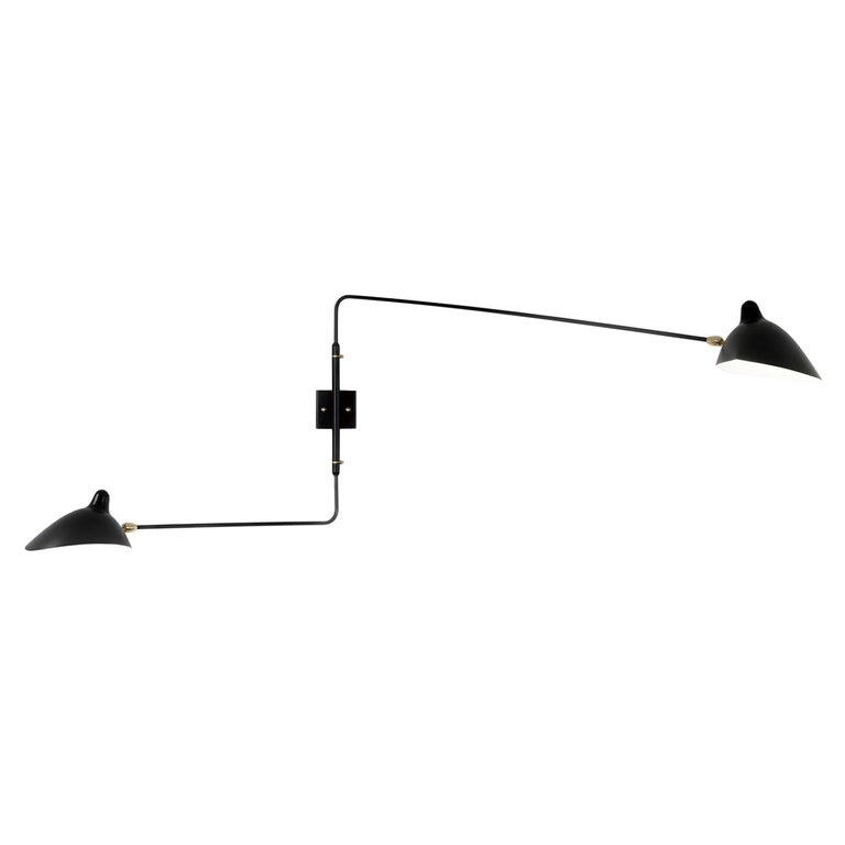 Serge Mouille Mid-Century Modern Black Two Rotating Straight Arms Wall ...