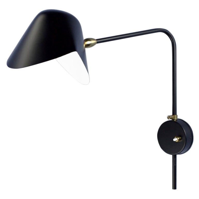 Serge Mouille Mid-Century Modern Black Anthony Wall Lamp Whit Round ...
