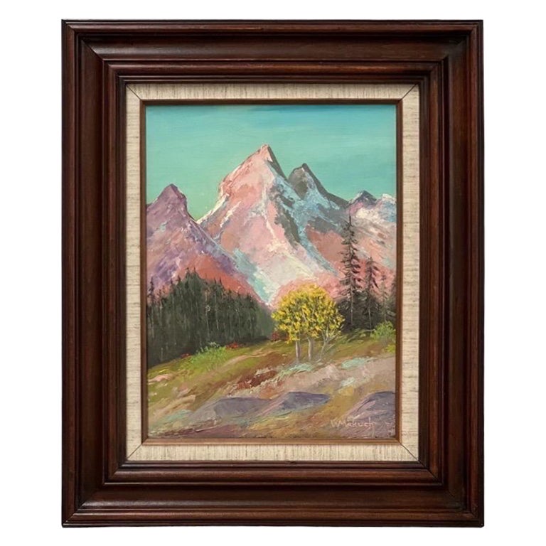 Vintage Framed Painting on Canvas Dt 1987 For Sale at 1stDibs