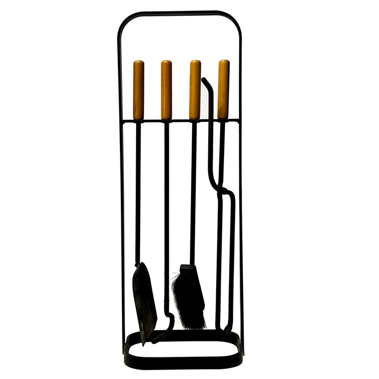 Vintage Austrian Iron and Wood Fireplace Tool Set, c1950s at 1stDibs