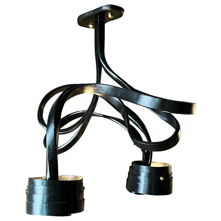 Bulkam Chandelier by Raka Studio, Black Bent Wood For Sale at 1stDibs