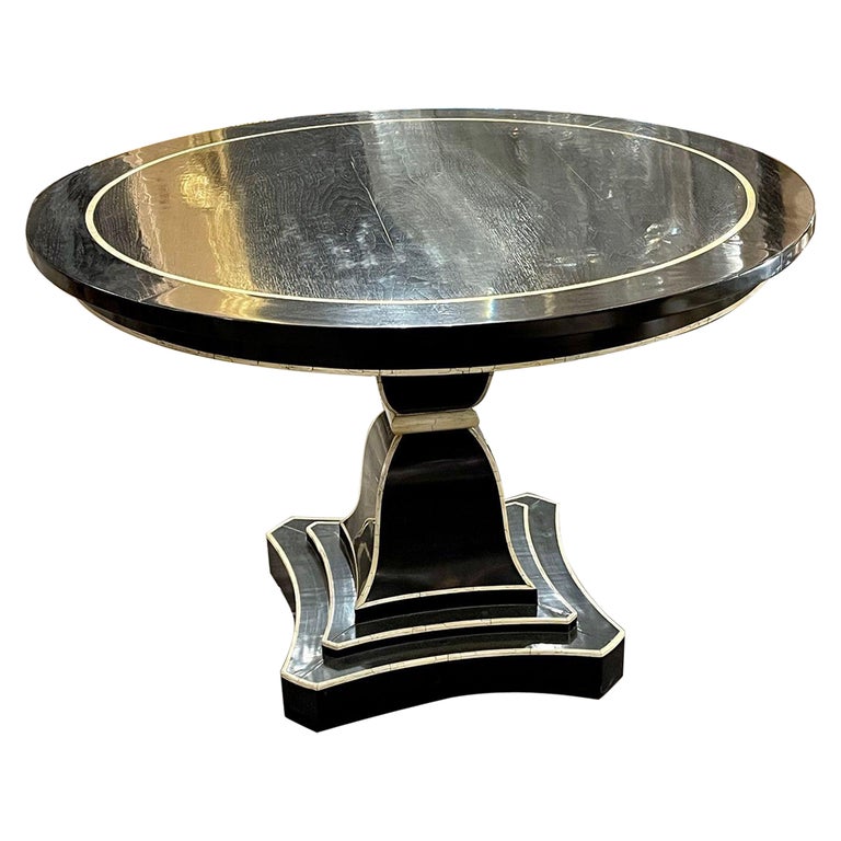 Vintage Italian Ebonized Oak and Bone Inlaid Center Table For Sale at ...