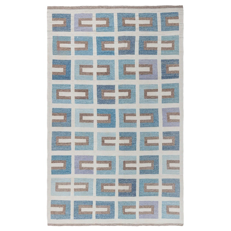 Modern Swedish Geometric Flat-Weave Wool Rug by Doris Leslie Blau For ...