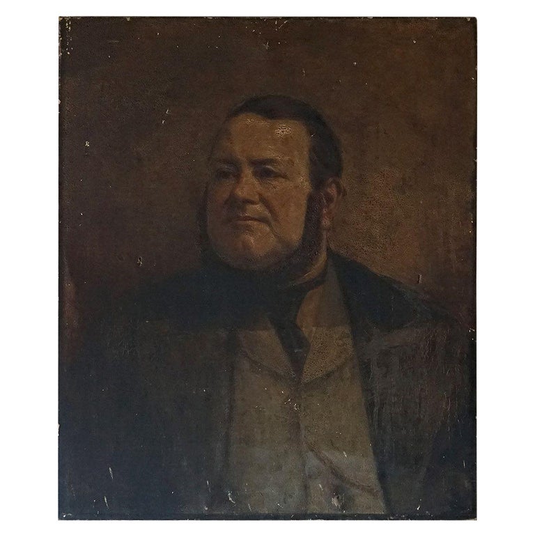 Antique Victorian Portrait of a Man, Oil on Canvas Painting, 19th ...