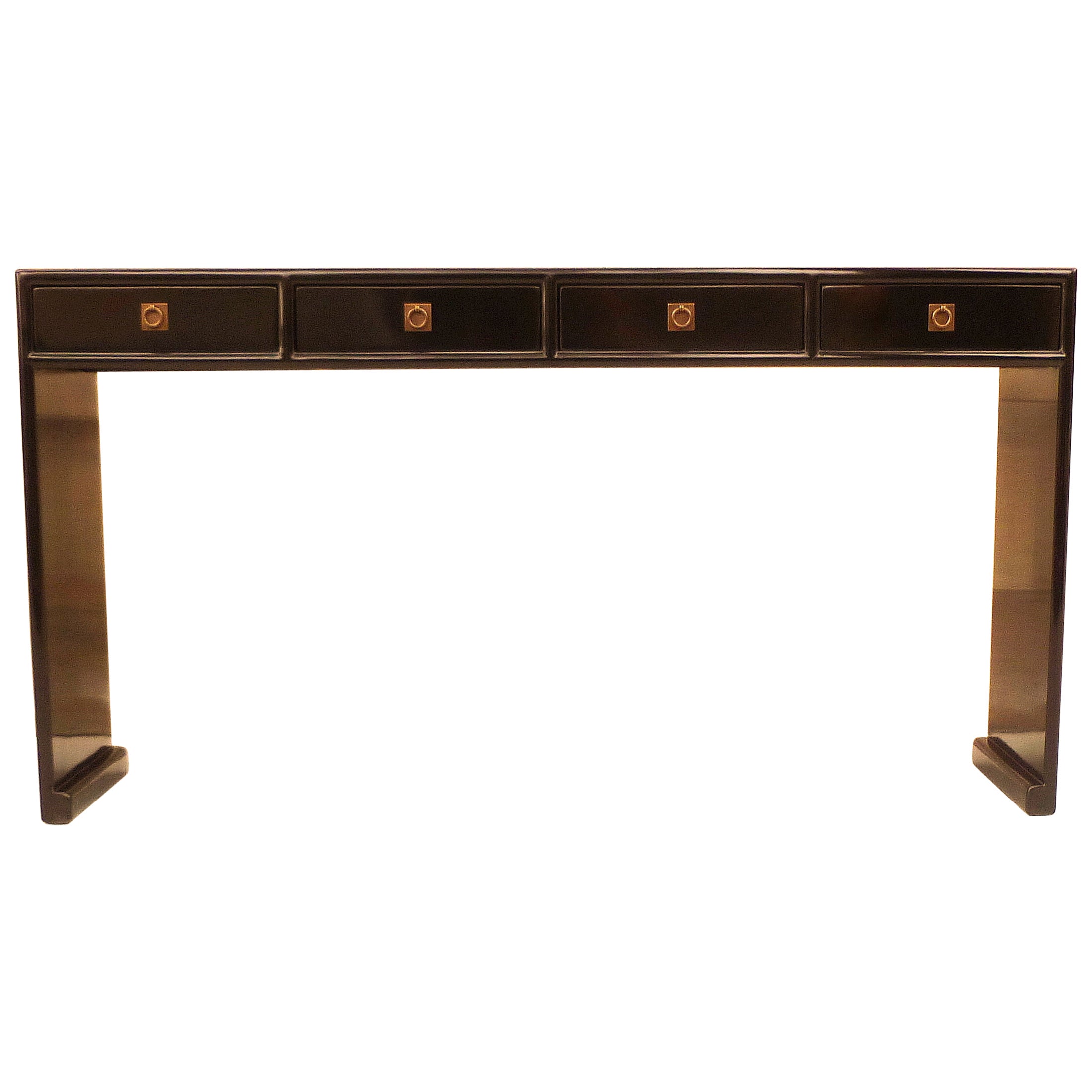 A Rare and Unusual Japanese Black and Gold Lacquer Console / Table For ...