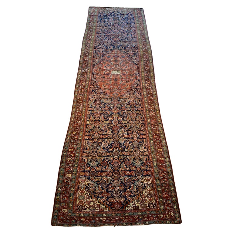 Rare Antique Runner Rug Long Traditional Oriental Wool Runner For Sale ...