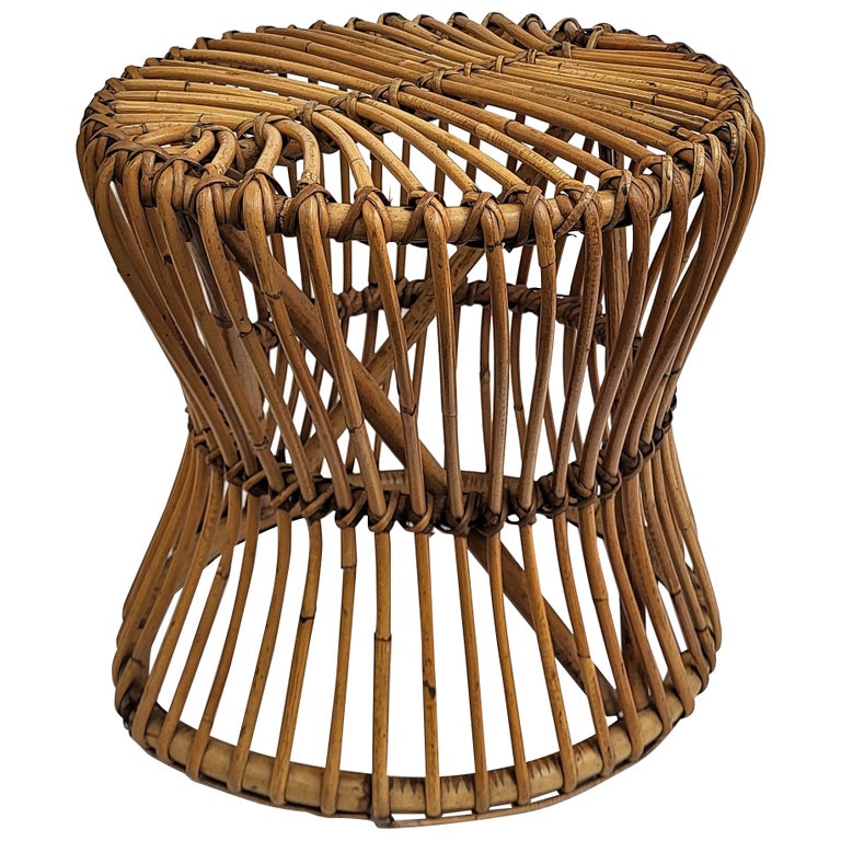 1960s Italian Bamboo Rattan Bohemian French Riviera Designer Stool For ...