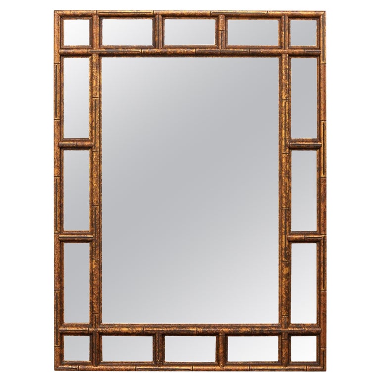 Vintage Rectangular-Shaped Mirror with Faux Bamboo Surround, Approx. 3 ...