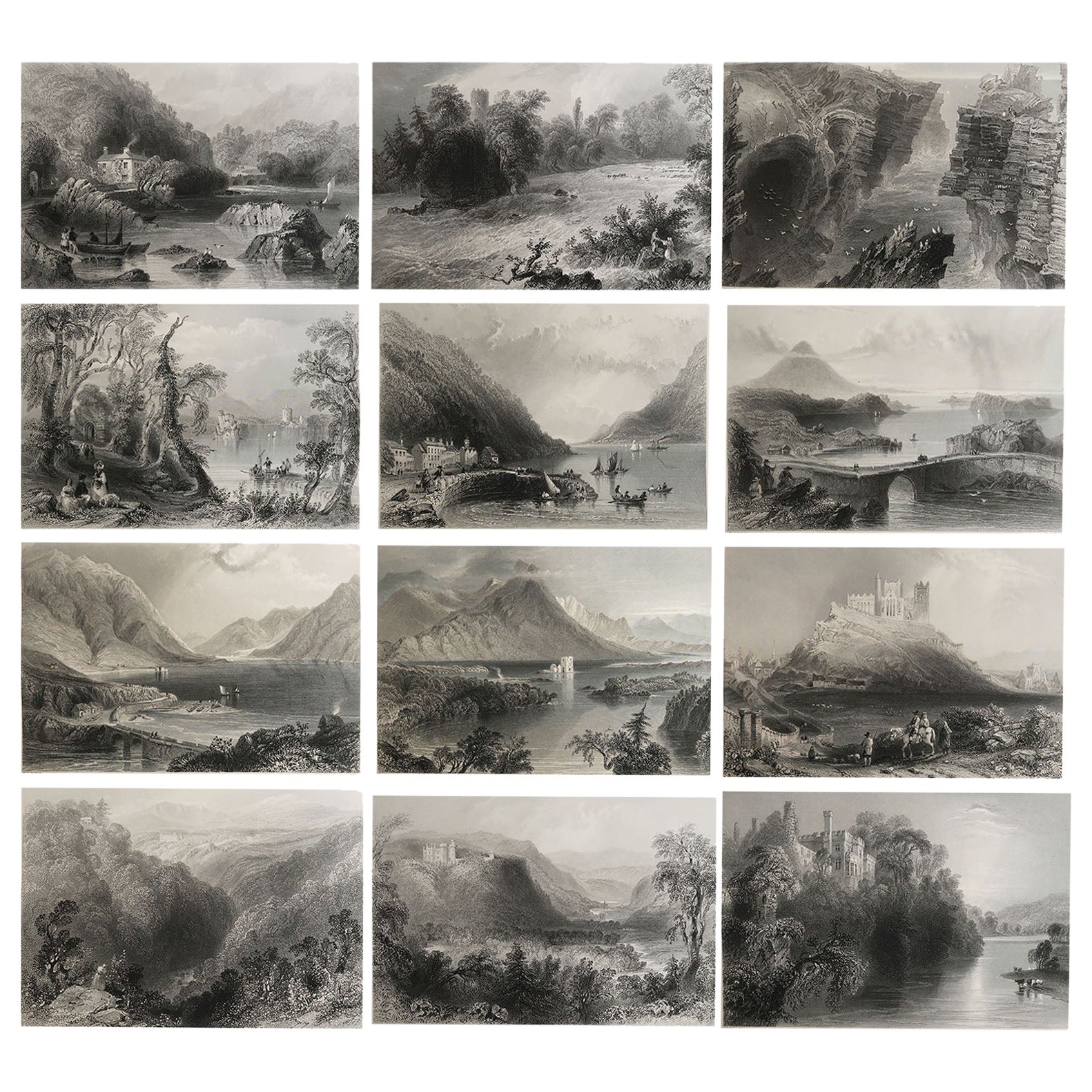 Set of 12 Original Antique Prints of Ireland, Dated 1840 at 1stDibs