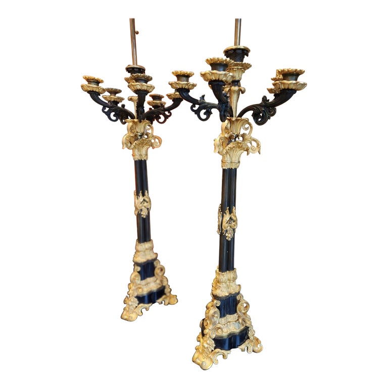 19th Century, French, Rococo Dore Bronze Candelabra Lamp For Sale at ...