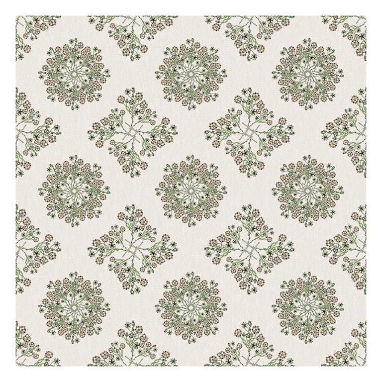 Venus Flower Wallpaper Geometric Botanical in Natural For Sale at 1stDibs