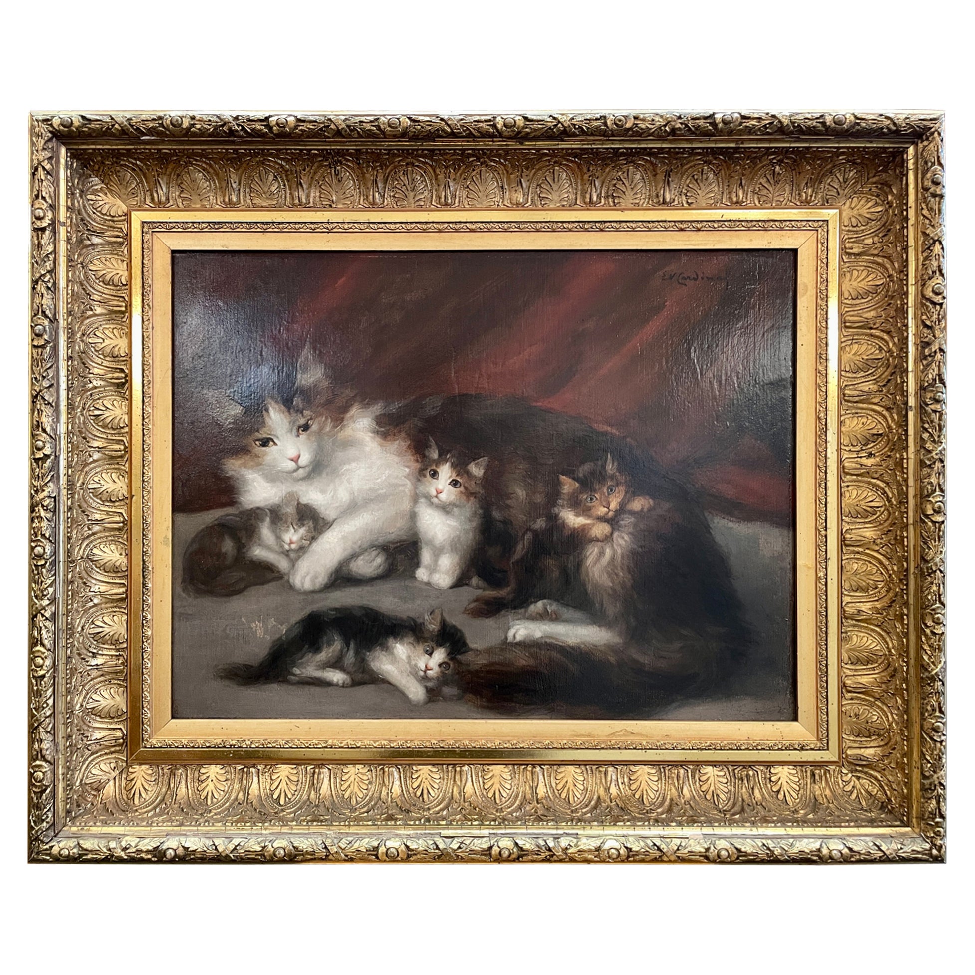 'Curious Kittens' Original Oil Painting by Cornelis Raaphorst For Sale ...