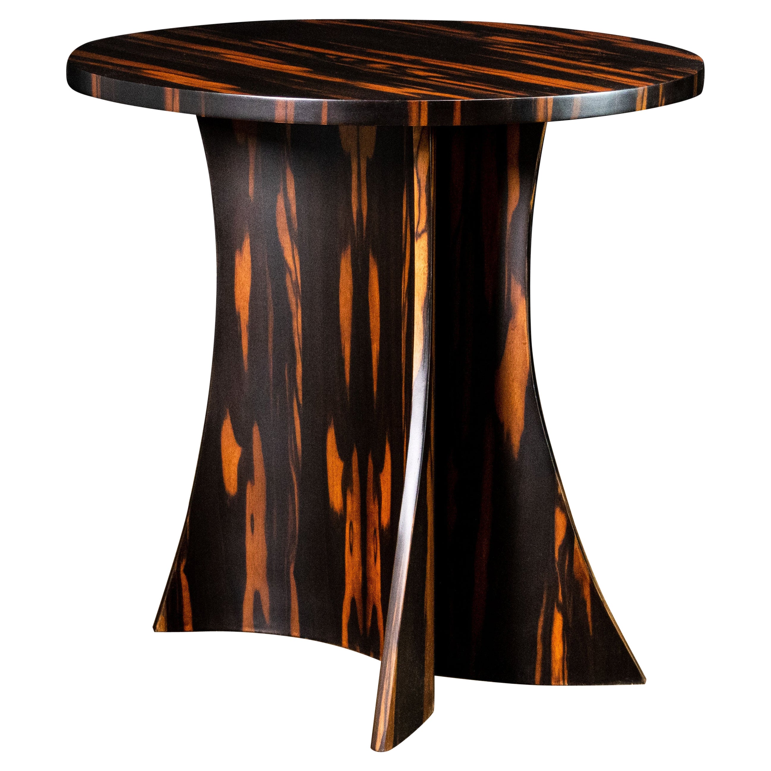 Satin Round Ebony Side Table For Sale at 1stDibs