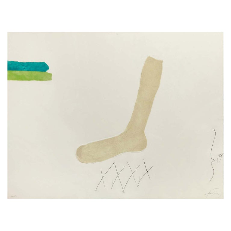 Antoni Tàpies Etching, Mitjó, 1971 For Sale at 1stDibs