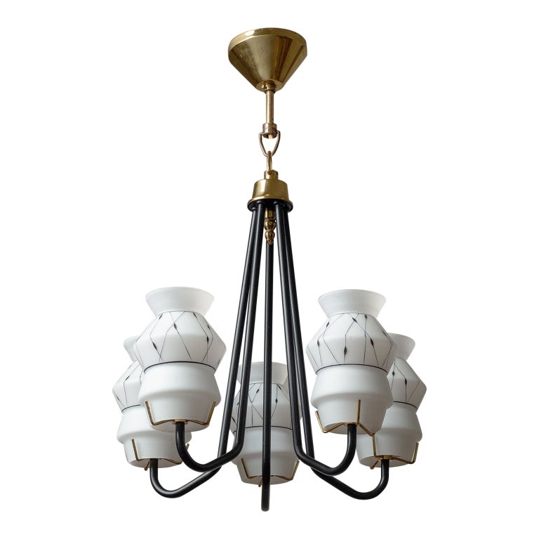 Swedish Ceiling Light, 1950s, Enamelled Glass For Sale at 1stDibs