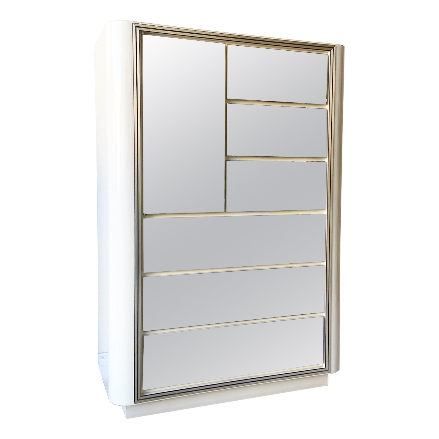 Postmodern Cream Lacquer Laminate Dresser with Faux Bamboo Brass ...
