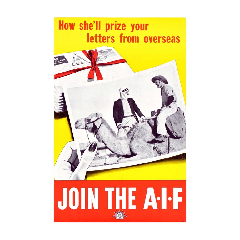 Original Vintage Recruitment Propaganda Poster Join The AIF Camel WWII ...