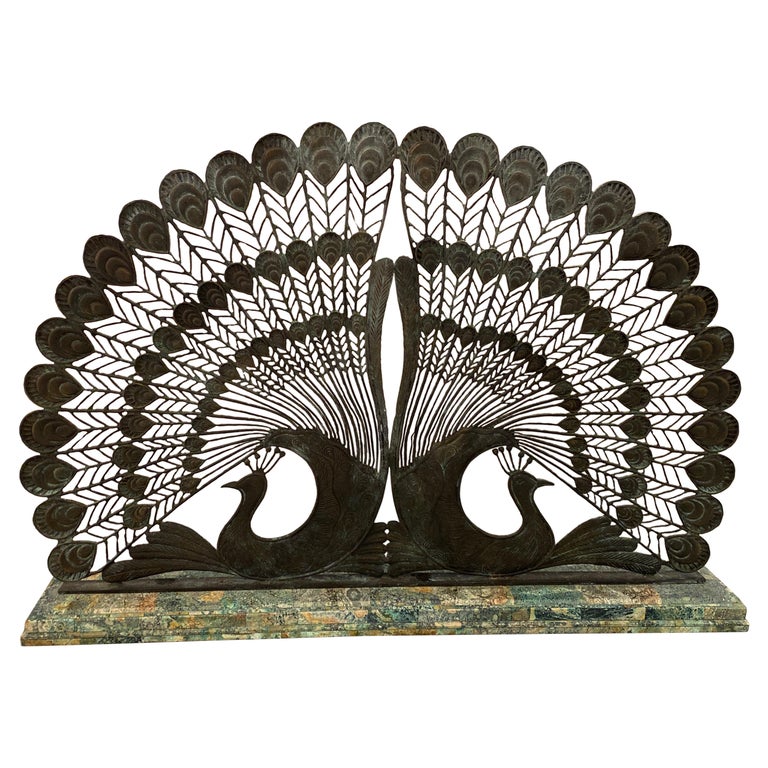 Art Nouveau Style Patinated Bronze Fire Screen at 1stDibs