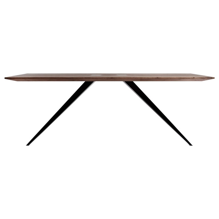 Walnut Table Bevel Edge Industrial Design For Sale at 1stDibs