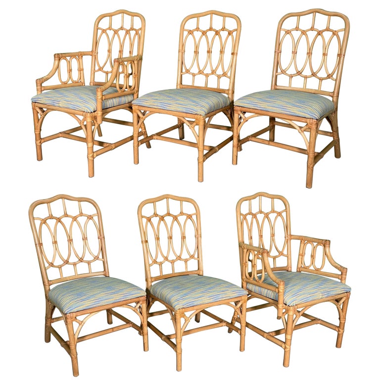 Rattan Loop Back Dining Chairs in the Manner of McGuire, Set of 6 For ...