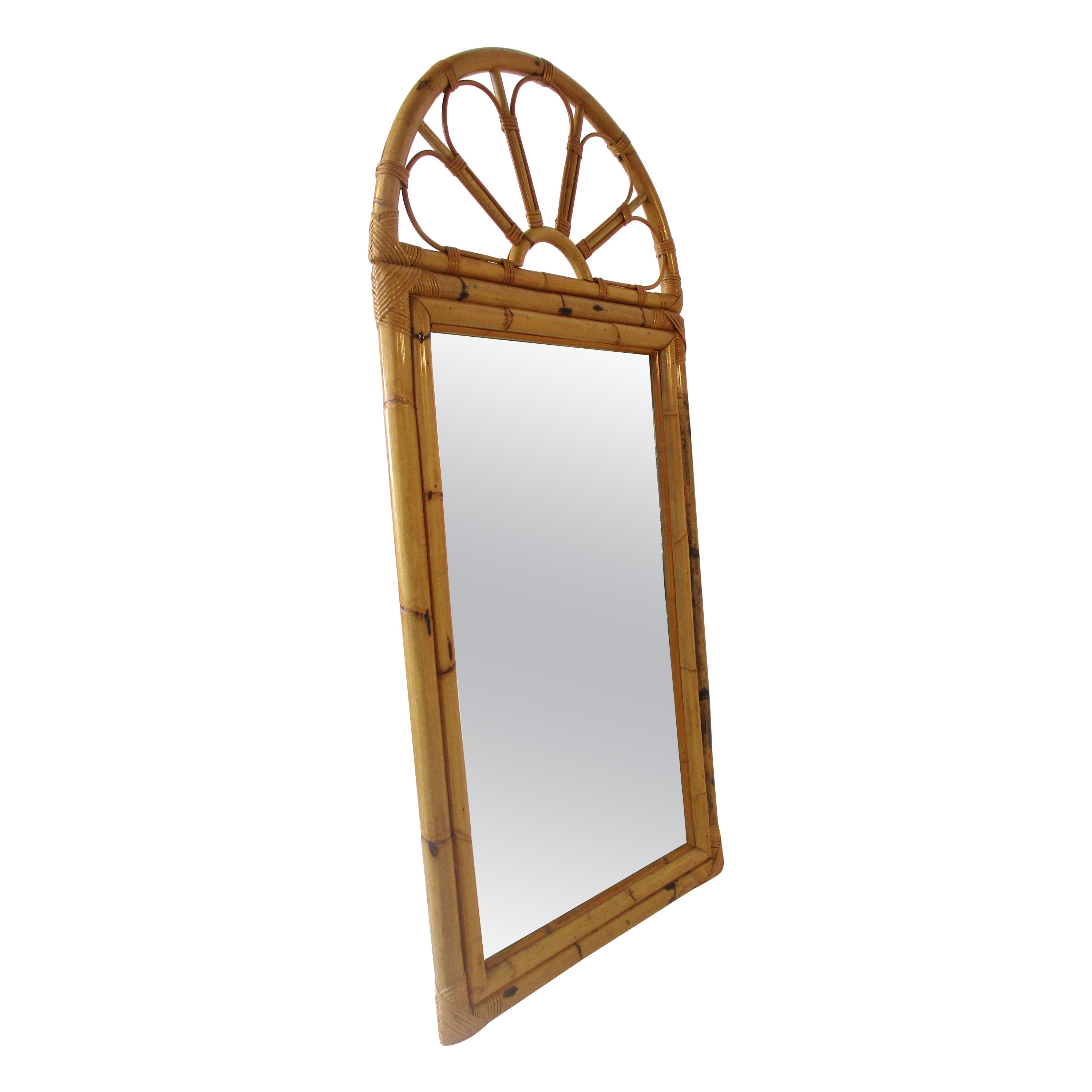 Bamboo Wall Mirror in the Manner of Franco Albini at 1stDibs