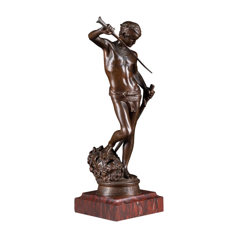 Antonin Mercié : "David ", Rare Petite Épreuve Bronze Barbedienne at ...