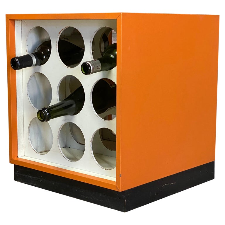 1960s Orange and Black Cube Wine Rack For Sale at 1stDibs