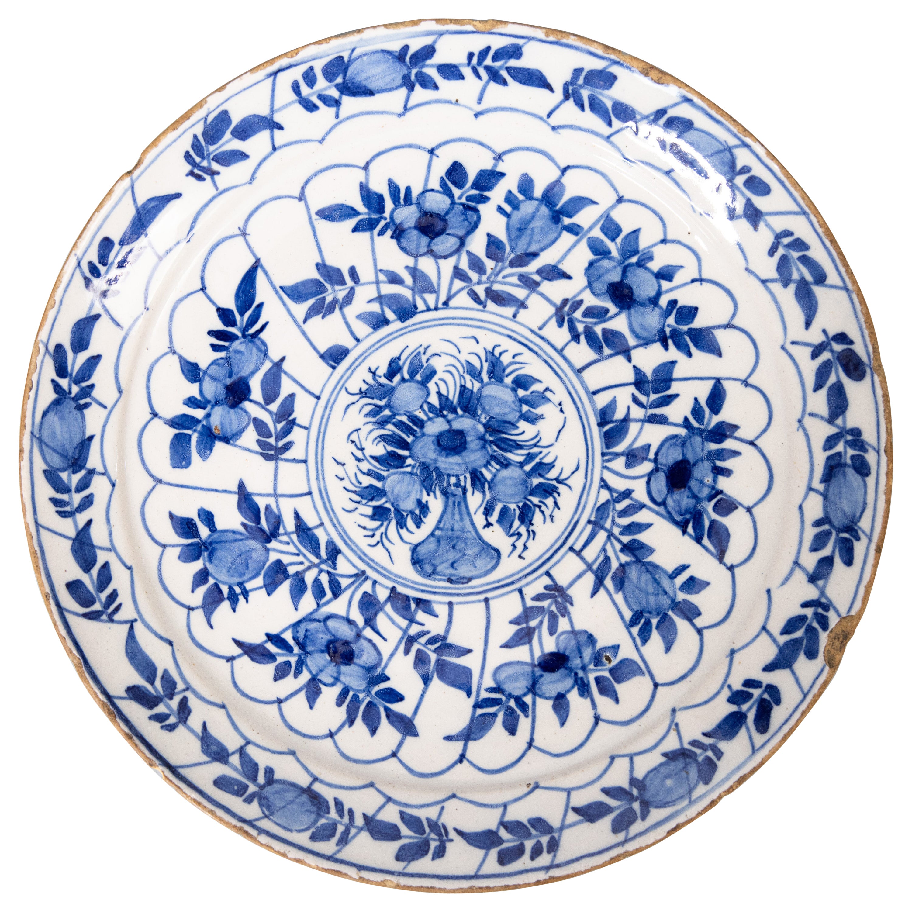 Antique English Delft plate in blue and white, London Delft 18th ...