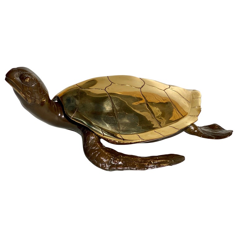 Brass Sea Turtle Sculpture / Box For Sale at 1stDibs