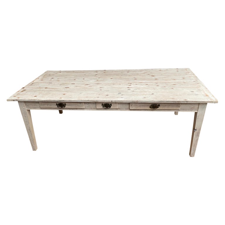Vintage Pine Rectangular Wash Scandinavian Dining Table L221 For Sale ...