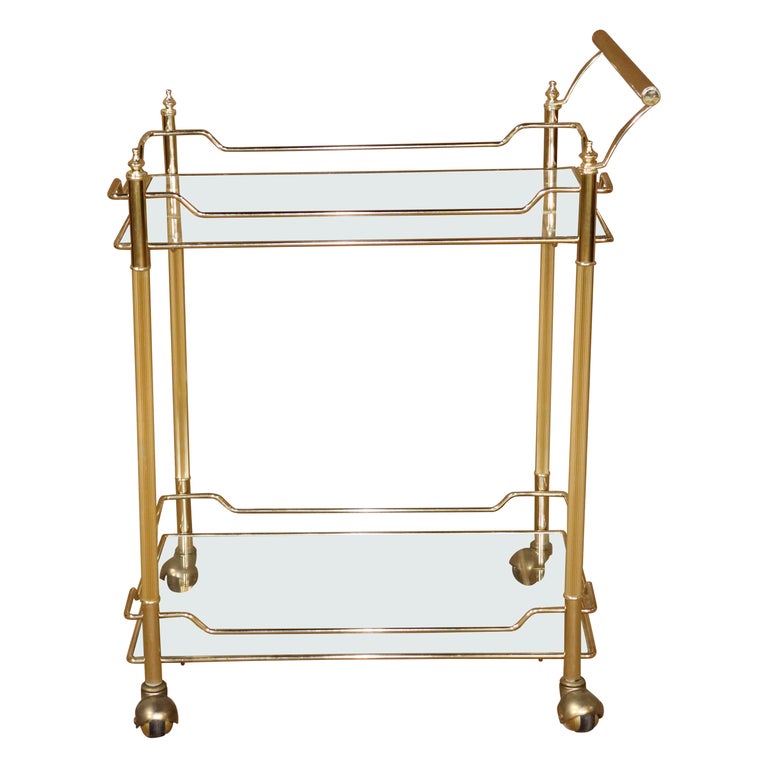 Brass and Glass Tea Cart For Sale at 1stDibs