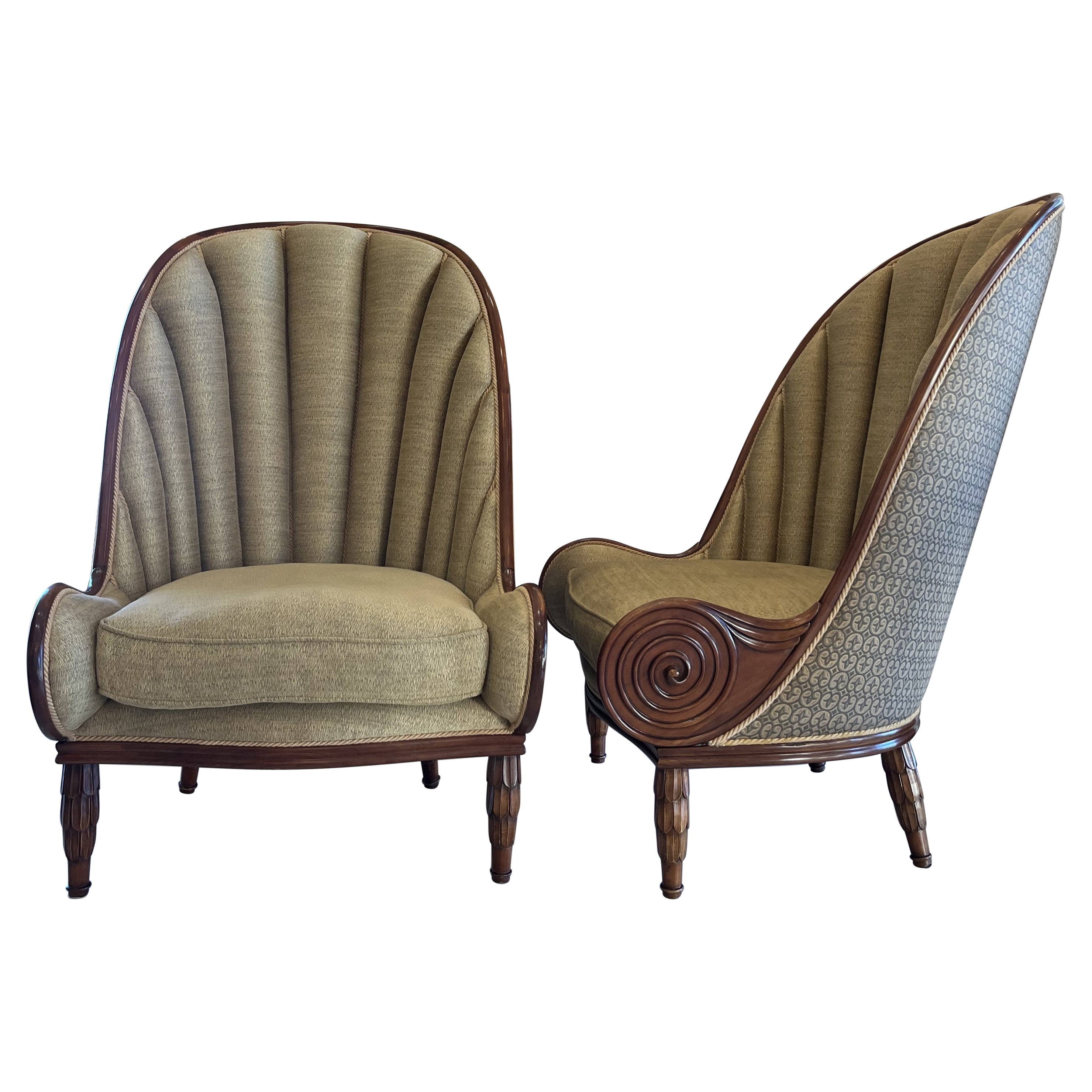 Pair of Nautilus Chairs Designed by by Paul Iribe, executed by Annibale ...