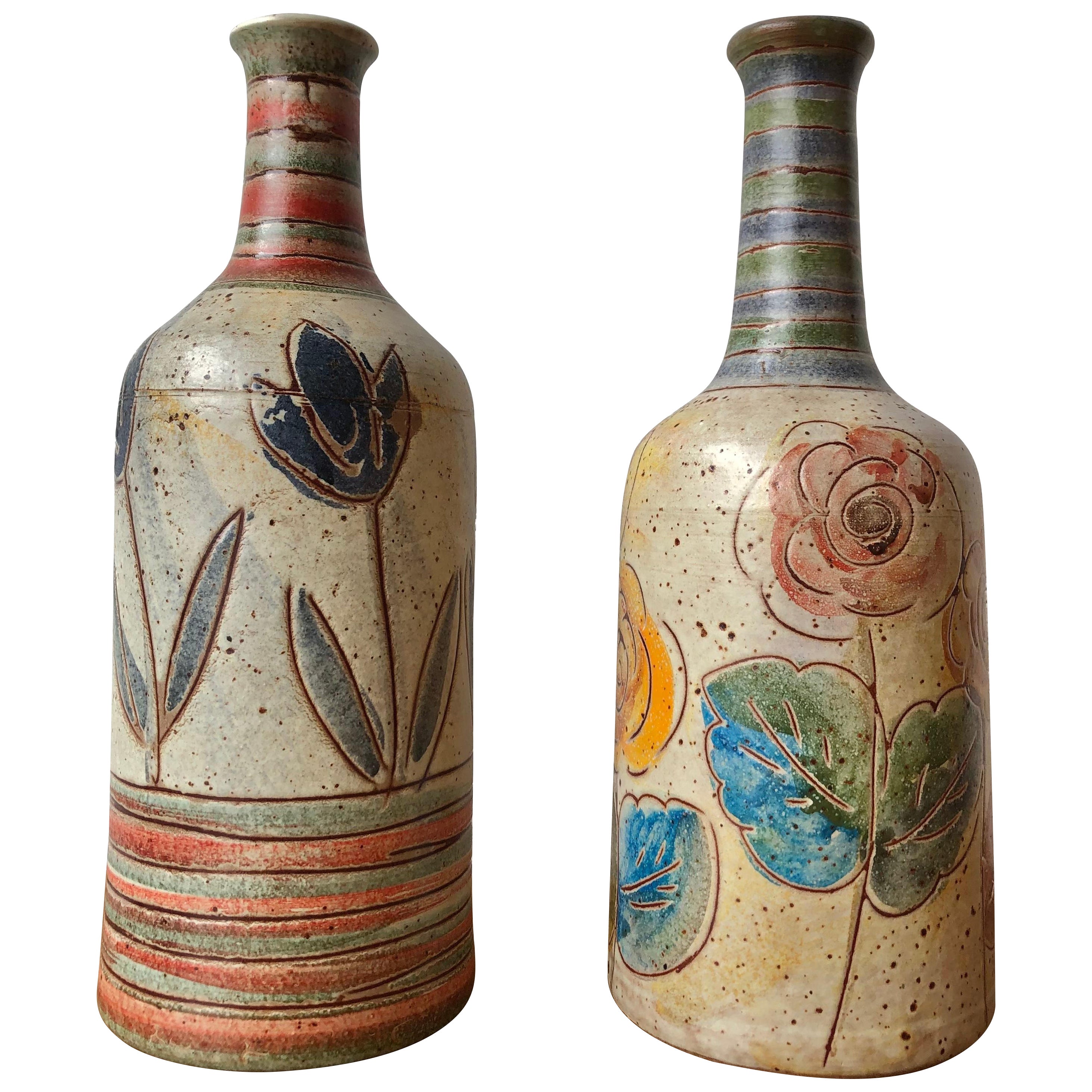 Italian Mid-Century Modern Pair of Black and Gold Pottery Vessels at ...