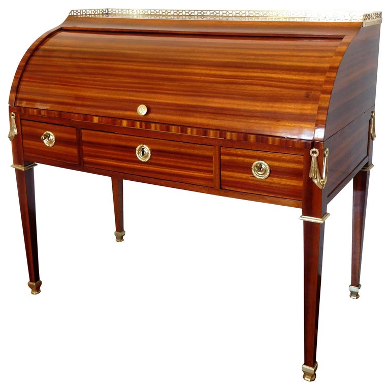 Louis XVI Satinwood Roll Top Desk by Macret - Stamped - 18th Century ...