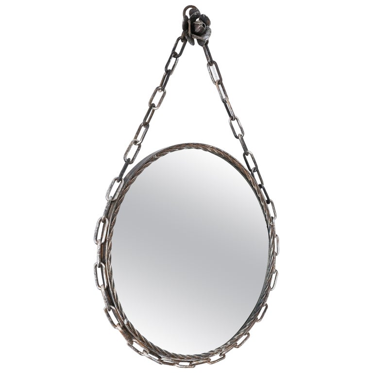 French Iron Chain Mirror, France Mid-Century For Sale at 1stDibs