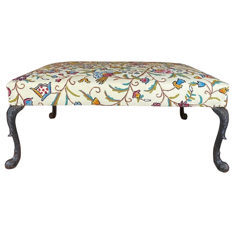 Bespoke Footstool / Ottoman with Antique Cast Iron Legs and Vintage ...