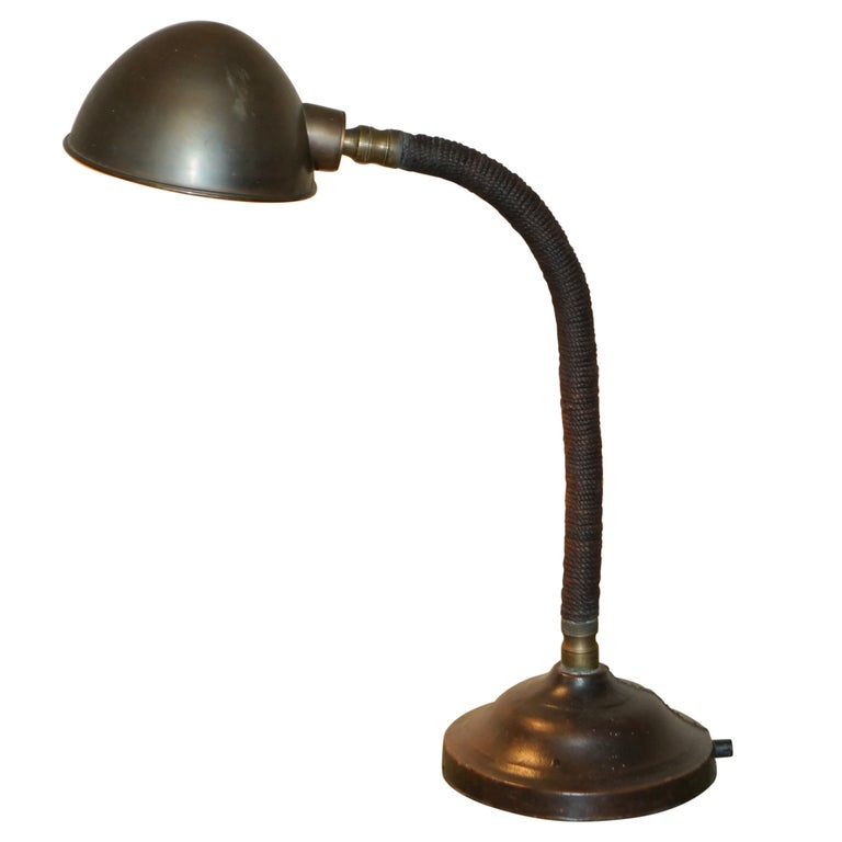 Stunning Antique circa 1930's Art Deco Bankers Table Lamp Stitched ...