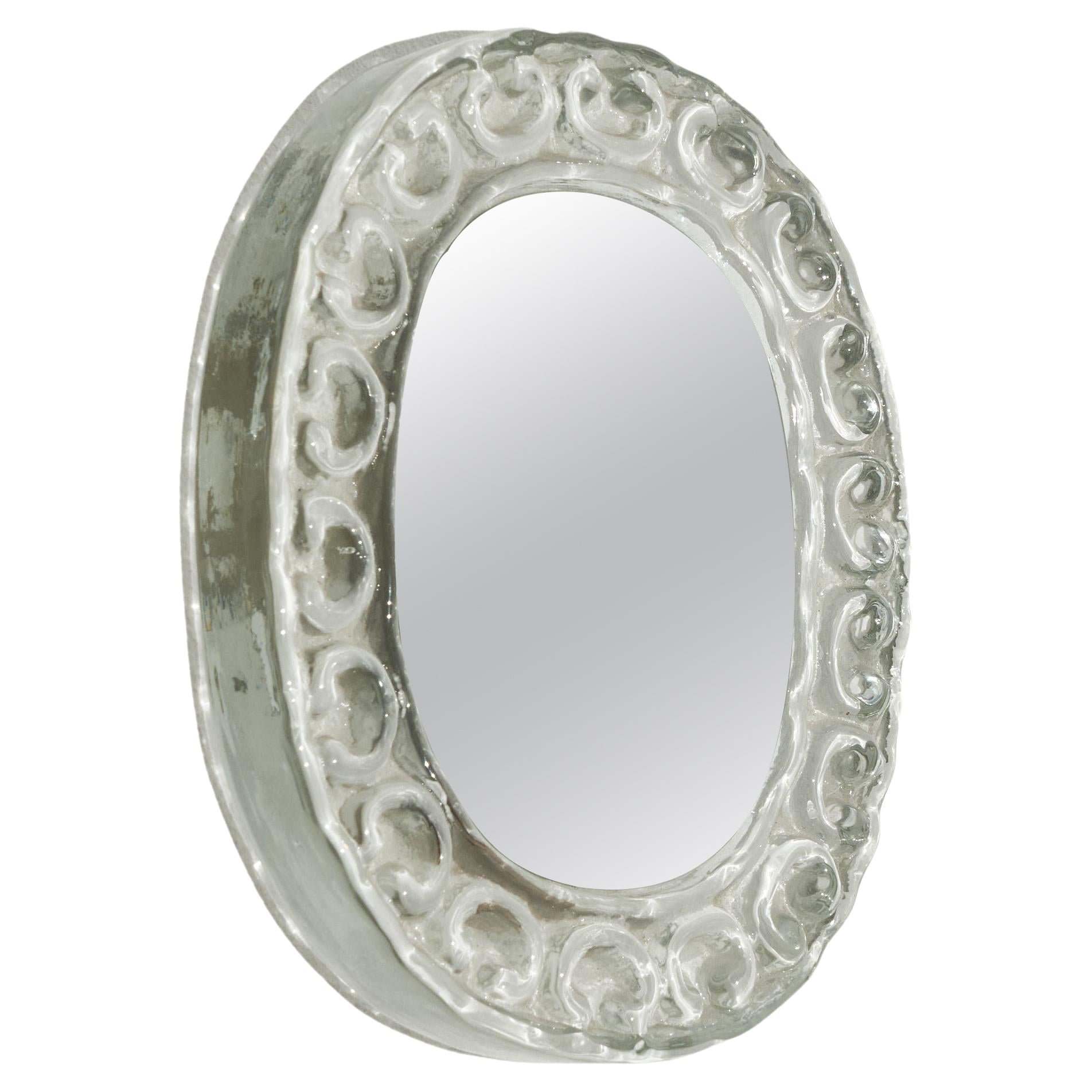 Mid Century Mirror in Solid Glass, 1960s For Sale at 1stDibs