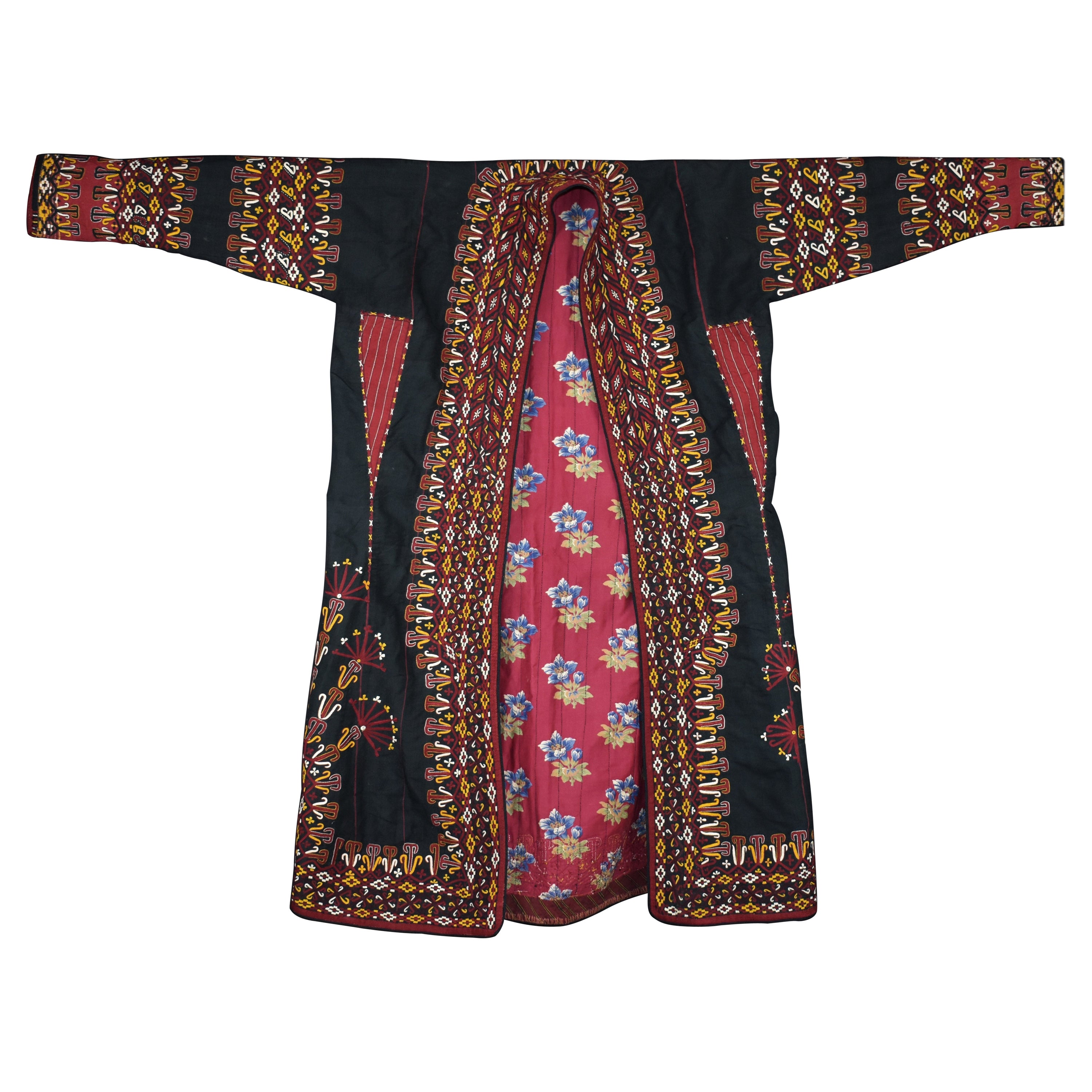 Silk Ikat Uzbekistan Chapan Robe with Russian Cotton Lining at 1stDibs