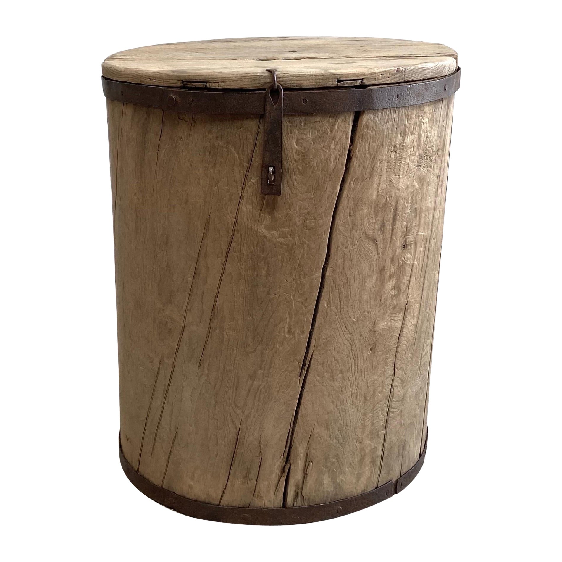 Wooden Bucket with Red Interior and Brass Accents at 1stDibs